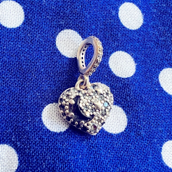 Pandora | Jewelry | Pandora Heart Shape Sparkling Blue Moon Stars Heart ...